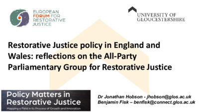 Restorative Justice policy in England and Wales: reflections on the All Party Parliamentary ...